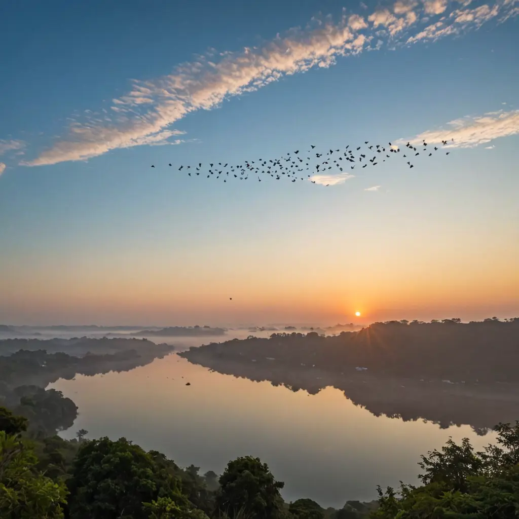 Morning view with birds flying - Gulf Picasso | بيكاسو الخليج