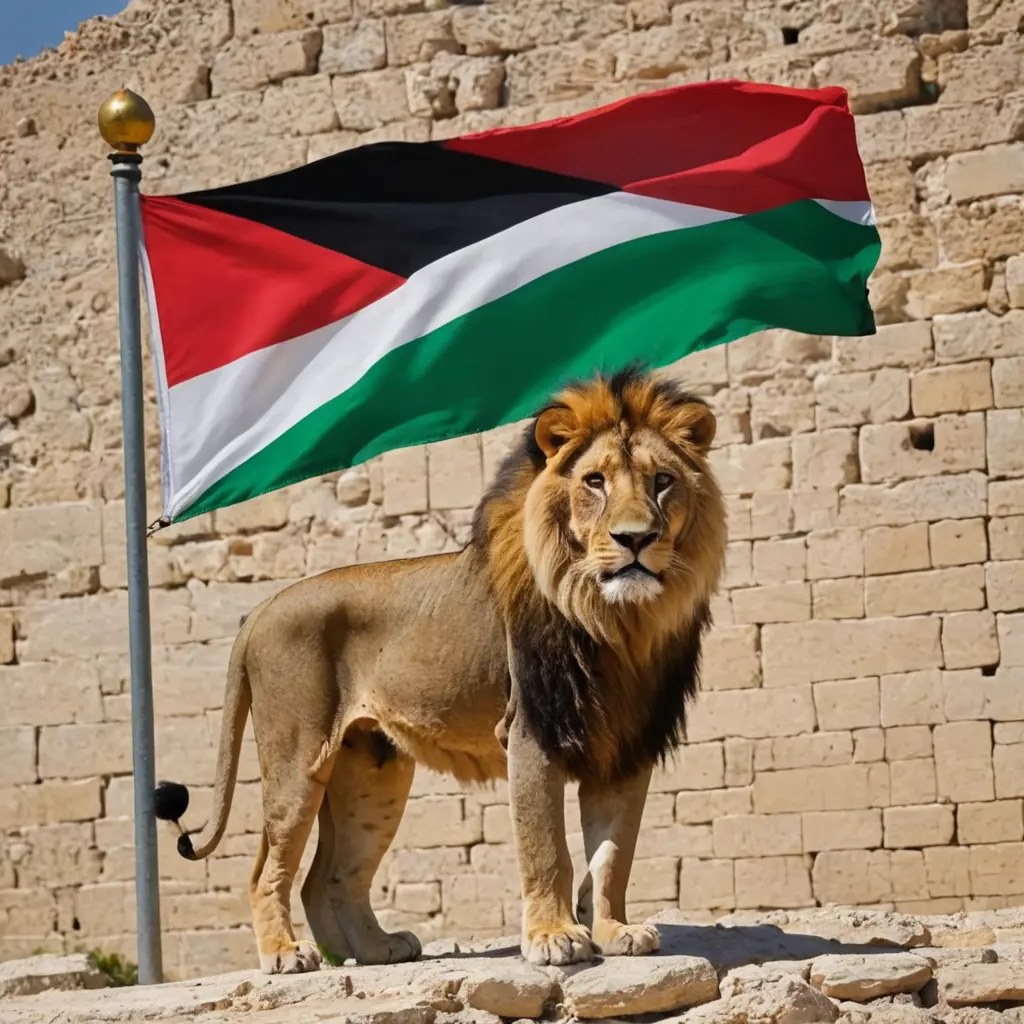 علم فلسطين مدموج مع اسد - بيكاسو الخليج | Gulf Picasso