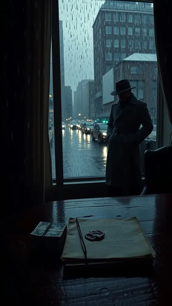 A noir-inspired rainy cityscape at - Gulf Picasso | بيكاسو الخليج