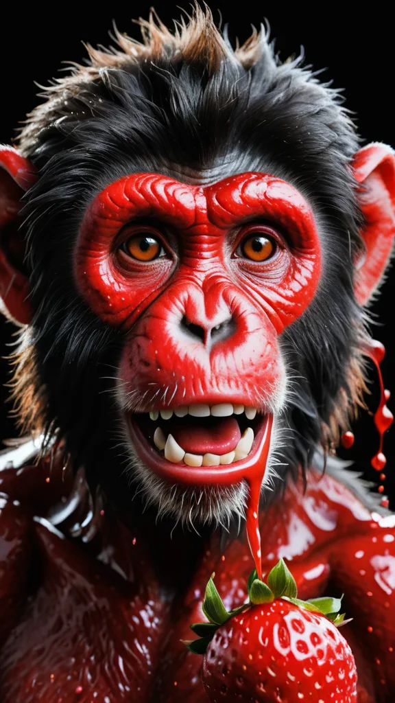 ((red monkey)),((eating strawberry icecream)), Hyperdetailed - Gulf ...