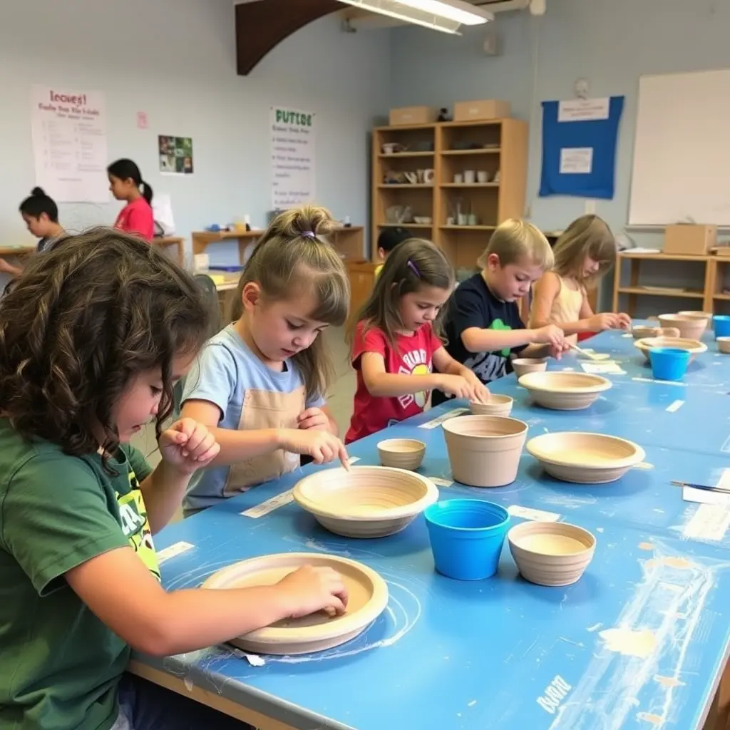 Children doing pottery activities during - Gulf Picasso | بيكاسو الخليج