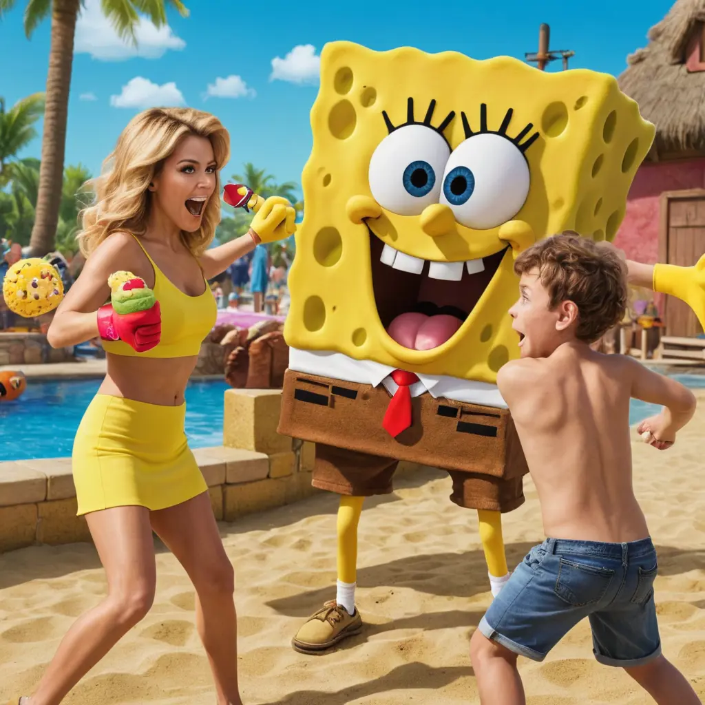 sandy punching spongebob in the - Gulf Picasso | بيكاسو الخليج