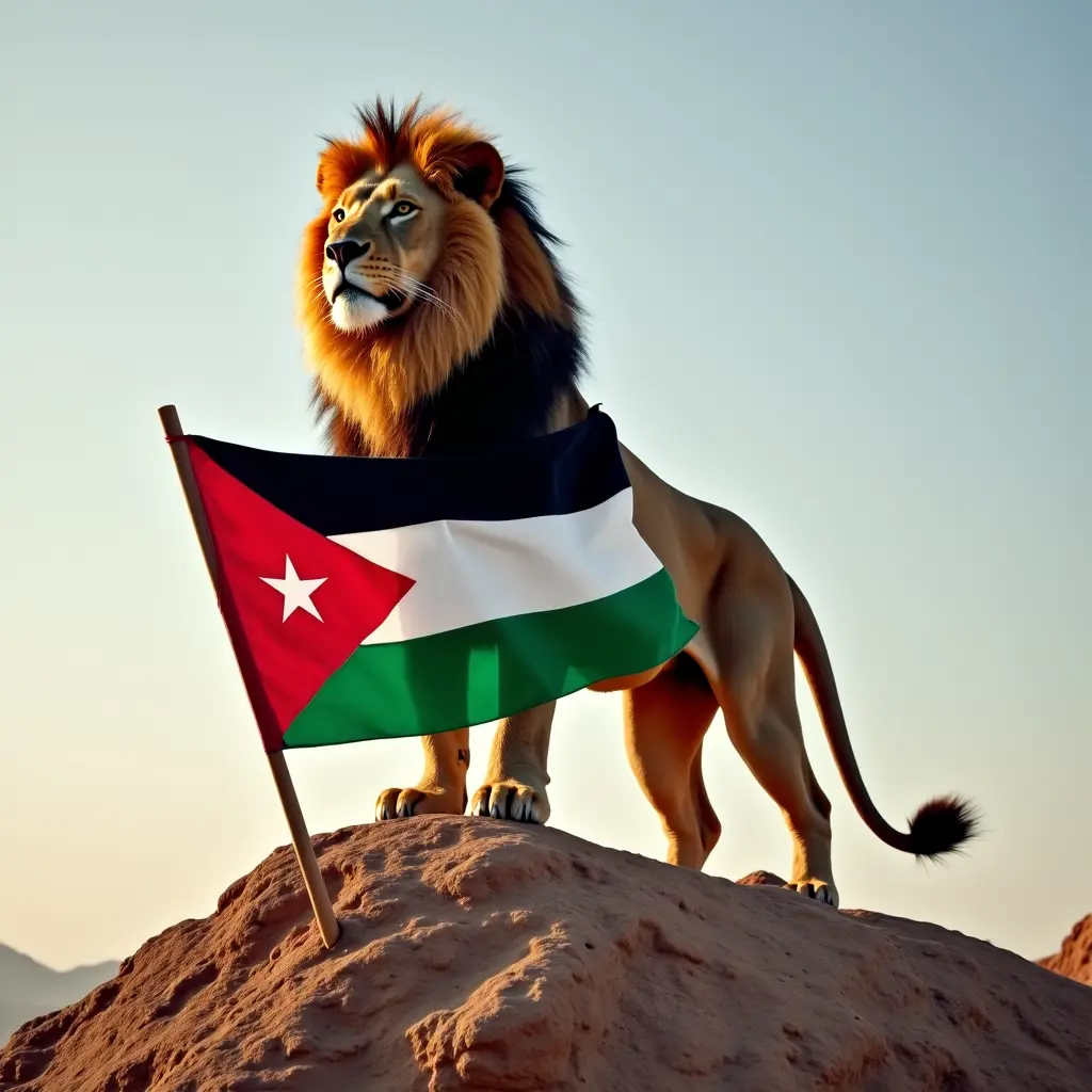 أسد حقيقي يقف أعلى جبل - بيكاسو الخليج | Gulf Picasso