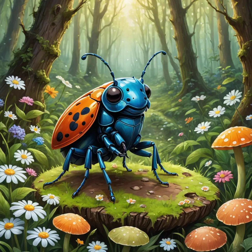 oil-painting, a cute bug playing - Gulf Picasso | بيكاسو الخليج