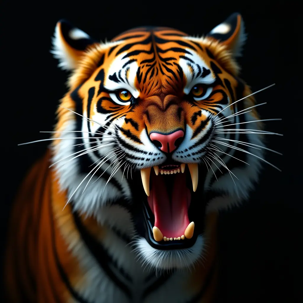 photorealistic, close-up of a roaring - Gulf Picasso | بيكاسو الخليج