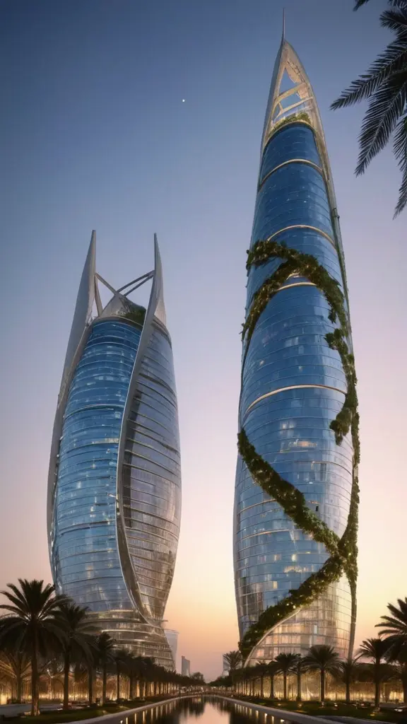 Biophilic skyscraper in Doha, twisting - Gulf Picasso | بيكاسو الخليج
