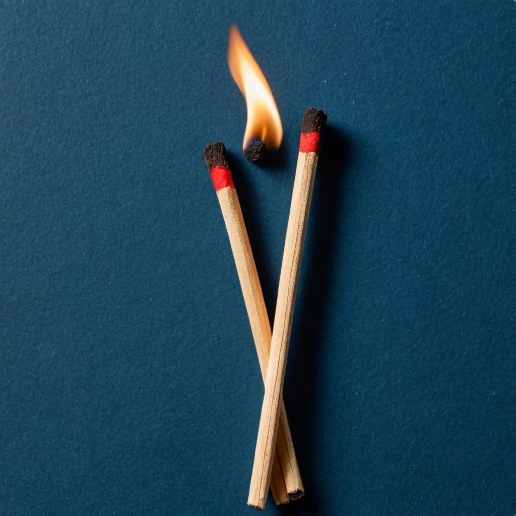 Two burned wooden matches hugging, - بيكاسو الخليج | Gulf Picasso