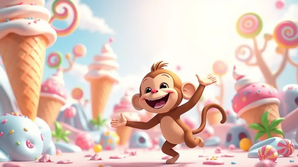 A cute cartoon baby monkey, - Gulf Picasso | بيكاسو الخليج