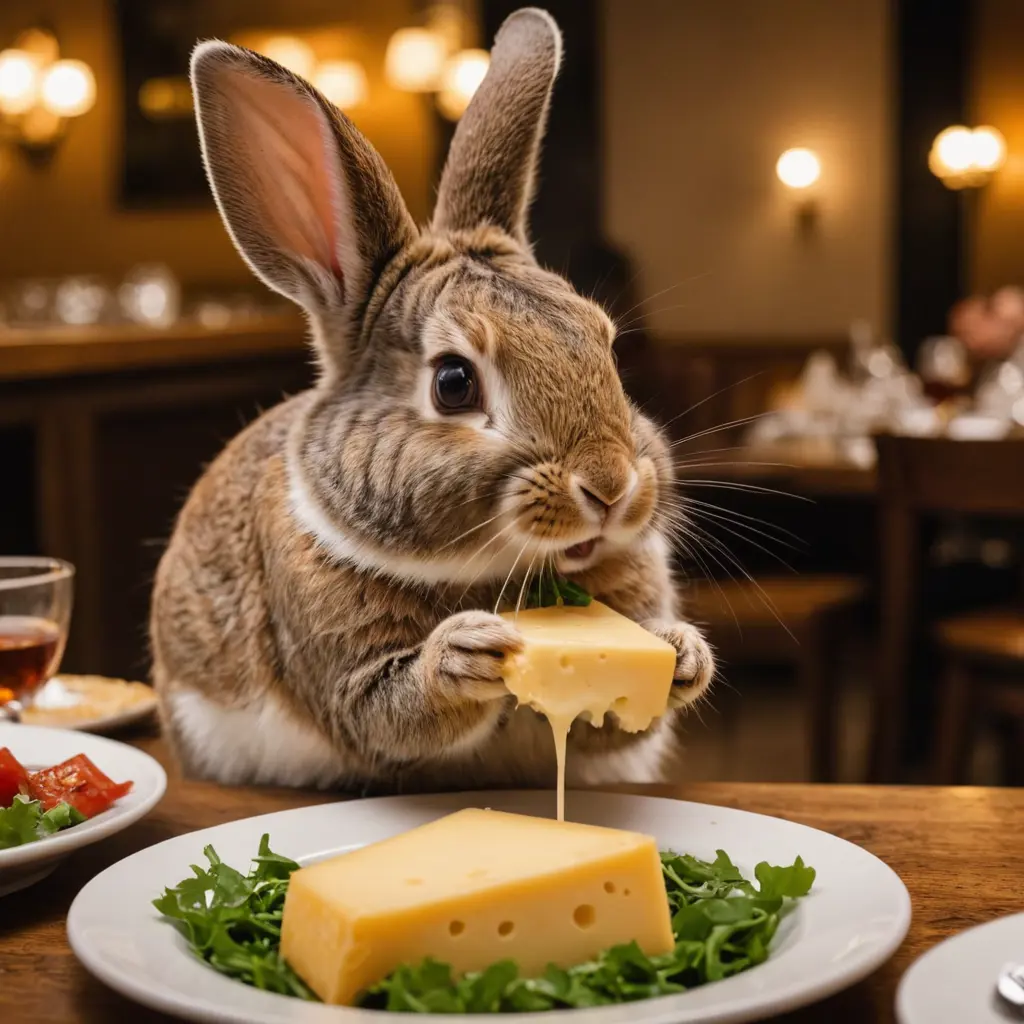 a rabbit eating cheese at - Gulf Picasso | بيكاسو الخليج