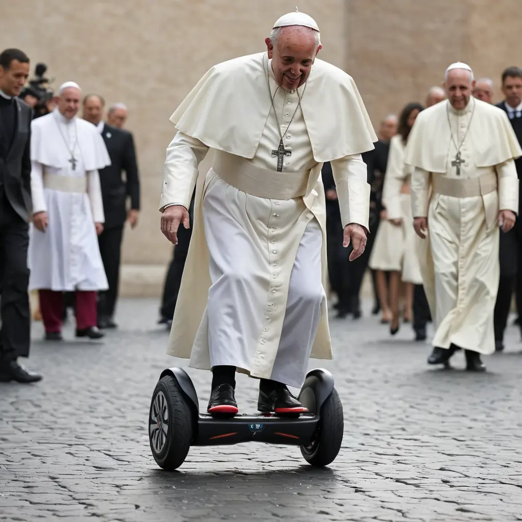 Pope Francis riding on an - Gulf Picasso | بيكاسو الخليج