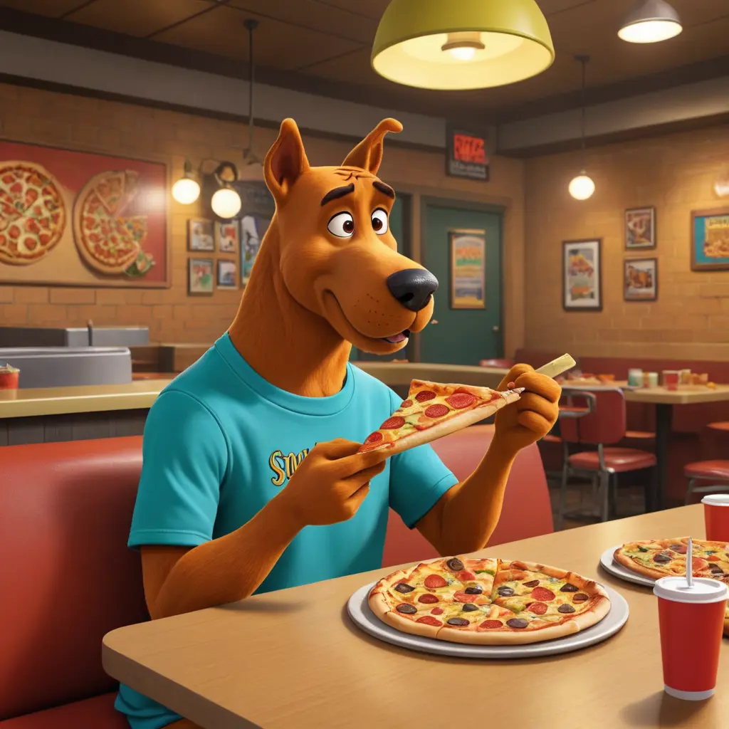 scooby doo eating a pizza - Gulf Picasso | بيكاسو الخليج
