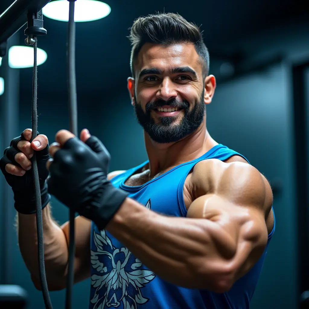 A muscular Middle Eastern man, - Gulf Picasso | بيكاسو الخليج